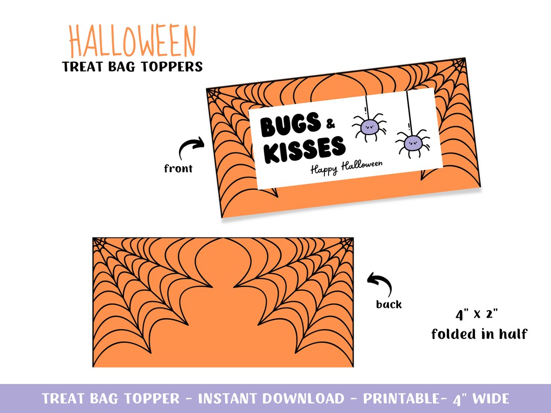 Bugs and Kisses Treat Bag Topper Halloween Treat Bag Topper Printable ...
