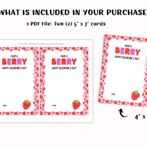 Berry Valentine's Day Card: Fruit Snack Classroom Gift (digital ...