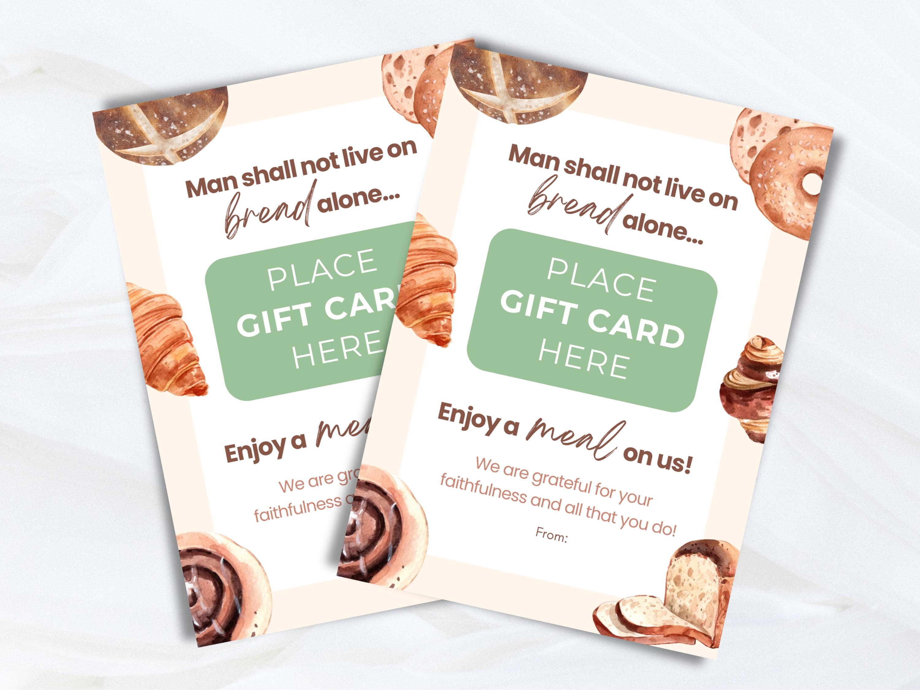 Pastor Appreciation Gift Card Holder: Bread Design (digital Download ...
