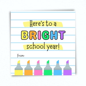Printable Here's to A Bright Year Gift Tag, Square Highlighter Marker ...