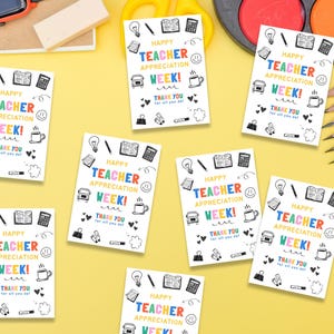 Printable Happy Teacher Appreciation Week Gift Tag, School Doodle ...