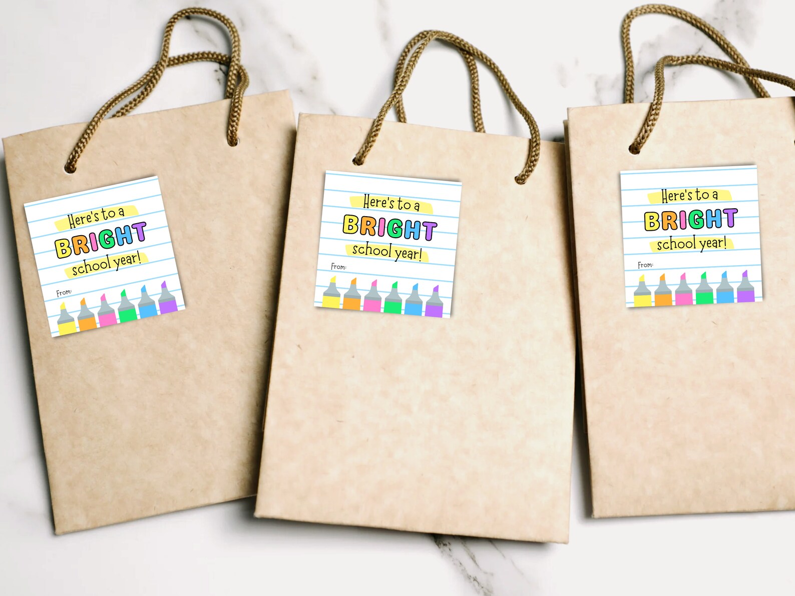 Printable Here's to A Bright Year Gift Tag, Square Highlighter Marker ...
