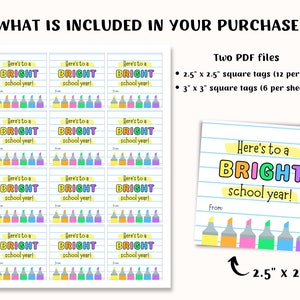 Printable Here's to A Bright Year Gift Tag, Square Highlighter Marker ...