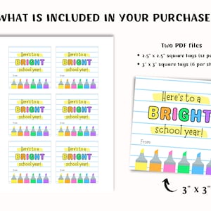 Printable Here's to A Bright Year Gift Tag, Square Highlighter Marker ...