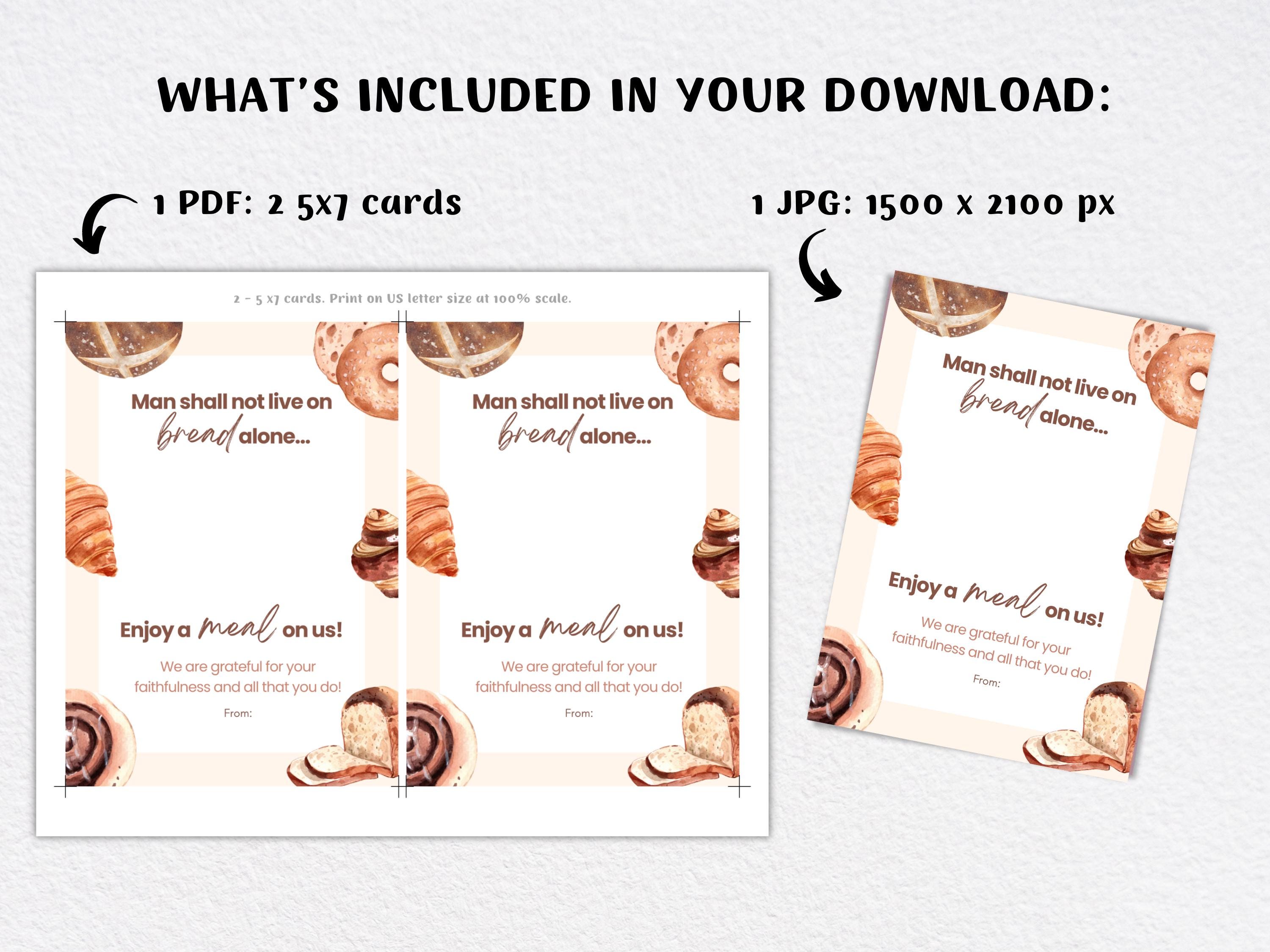 Pastor Appreciation Gift Card Holder: Bread Design (digital Download ...