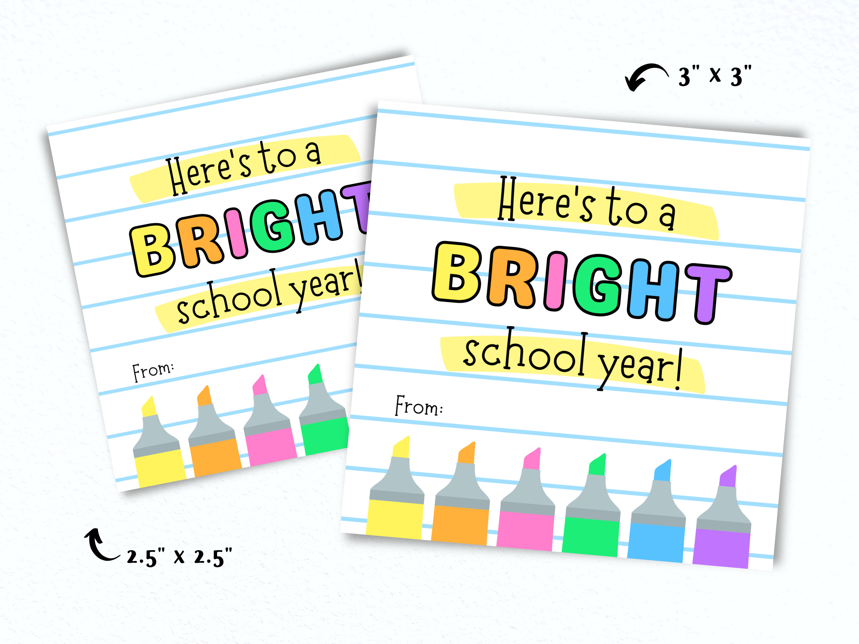 Printable Here's to A Bright Year Gift Tag, Square Highlighter Marker ...