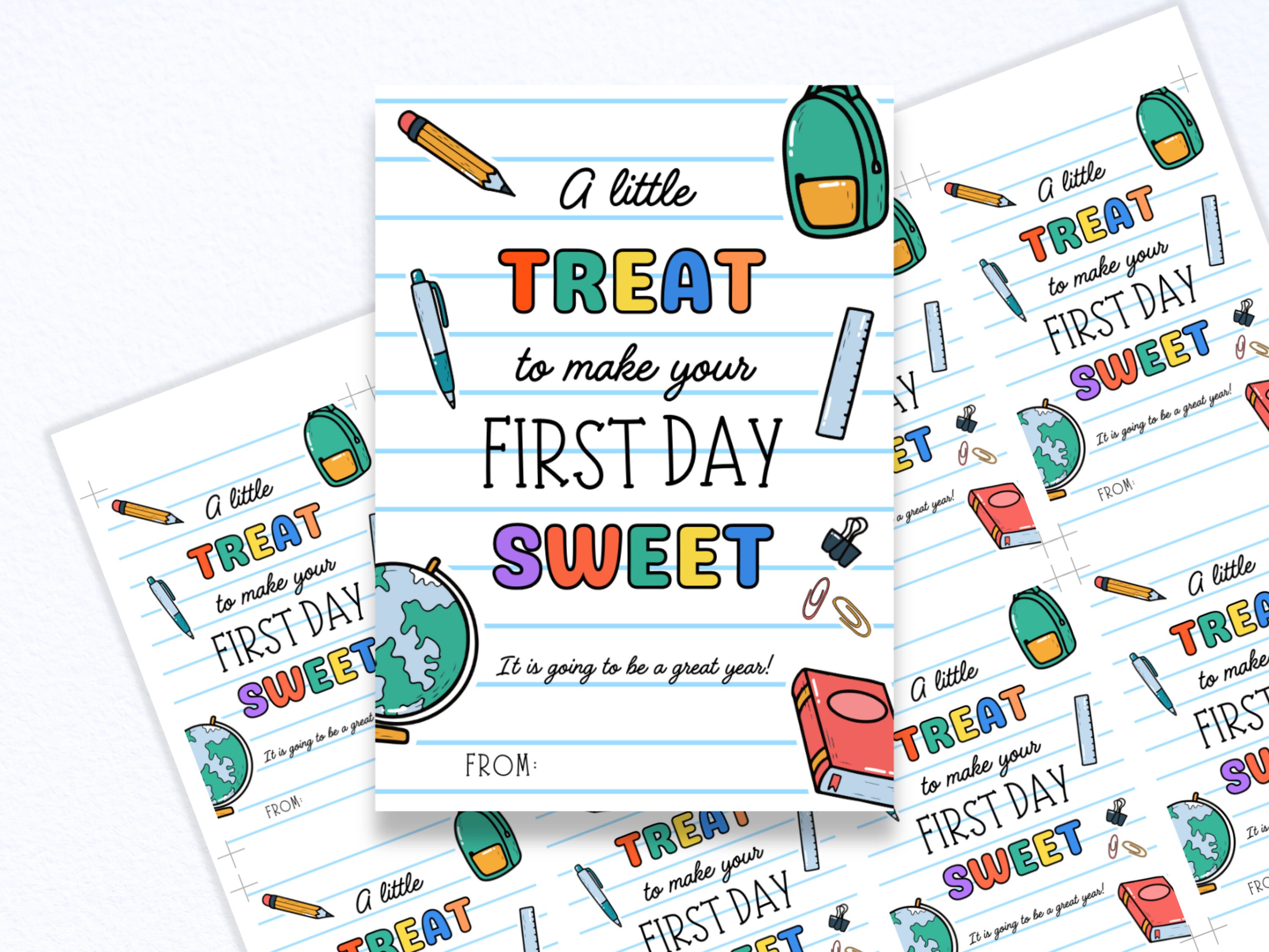 Printable A Little Treat to Make the First Day Sweet Tag, Back to ...