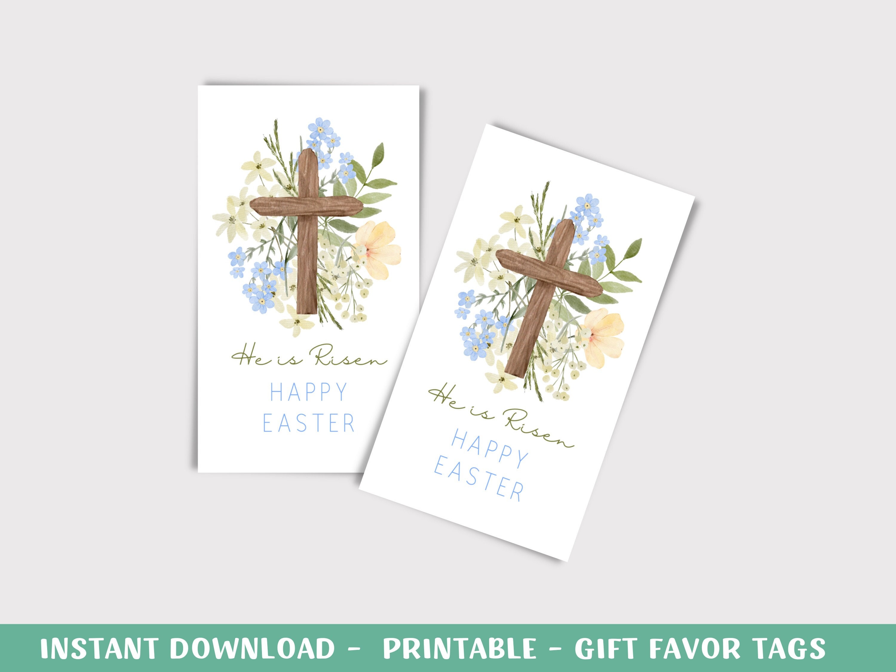 Printable Happy Easter Gift Tags, He is Risen, Instant Download Easter ...