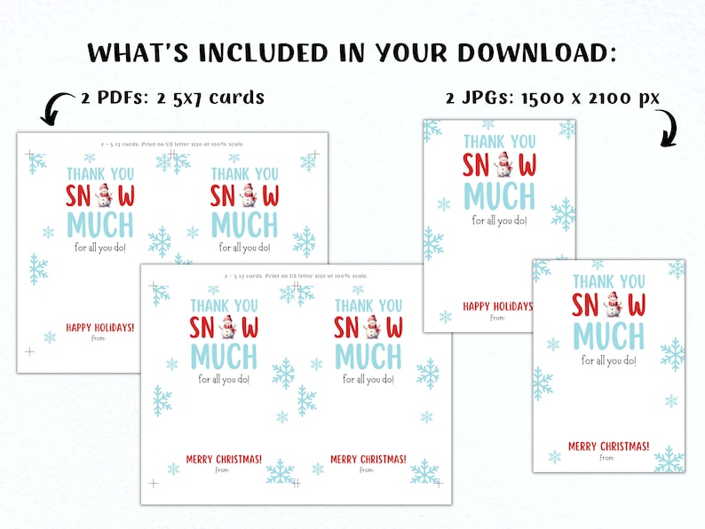Printable Holiday Gift Card Holder, Thank You Snow Much, Teacher Gift ...