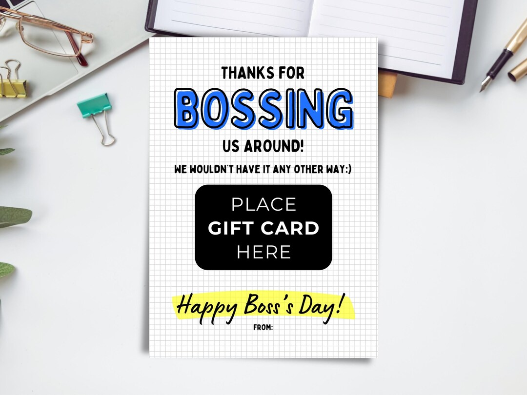 Boss's Day Gift Card Holder Printable, Thanks for Bossing Us Around ...