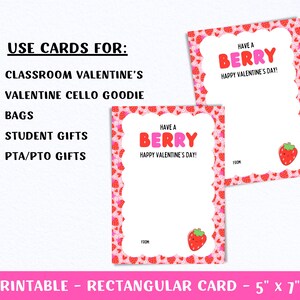 Printable Fruit Snack Valentine Card, Have A BERRY Happy Valentine's ...