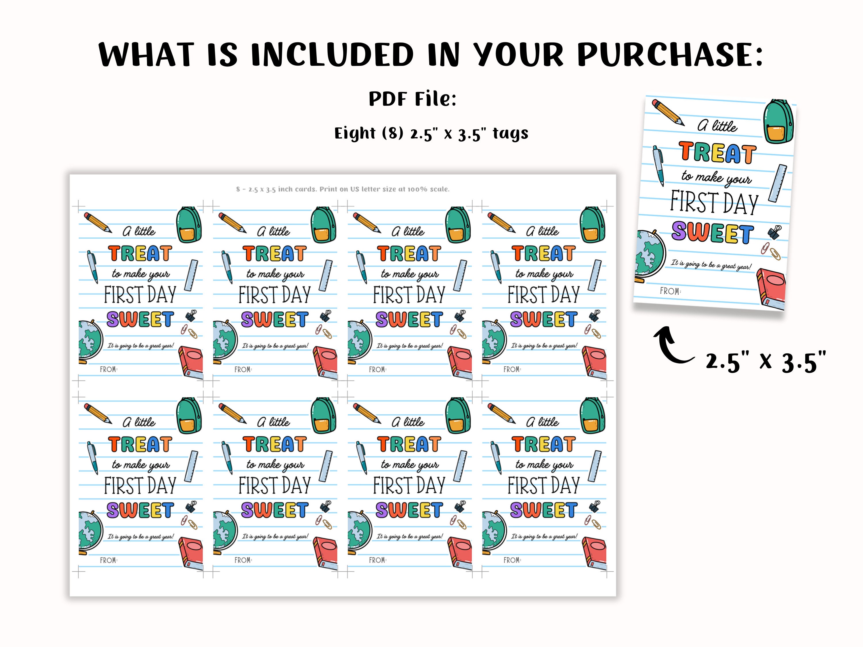 Printable A Little Treat to Make the First Day Sweet Tag, Back to ...