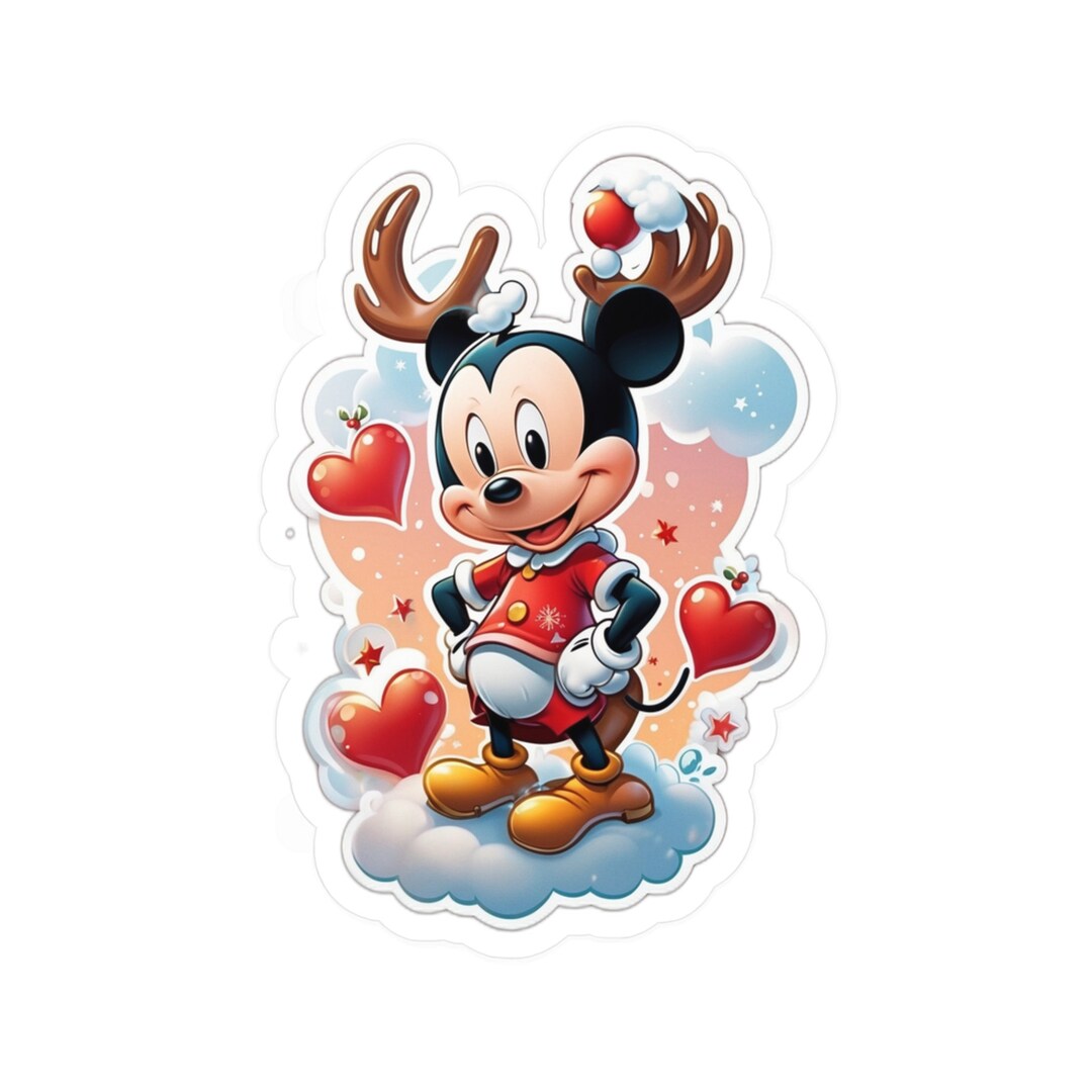 Cute Mickey Mouse Puppy Christmas Kiss-cut Sticker - Etsy