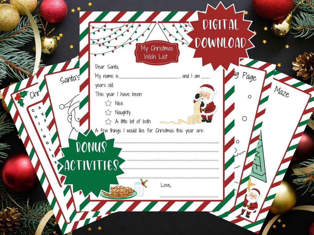 Printable Letter to Santa, Bonus Christmas Activities, Santa Letter ...