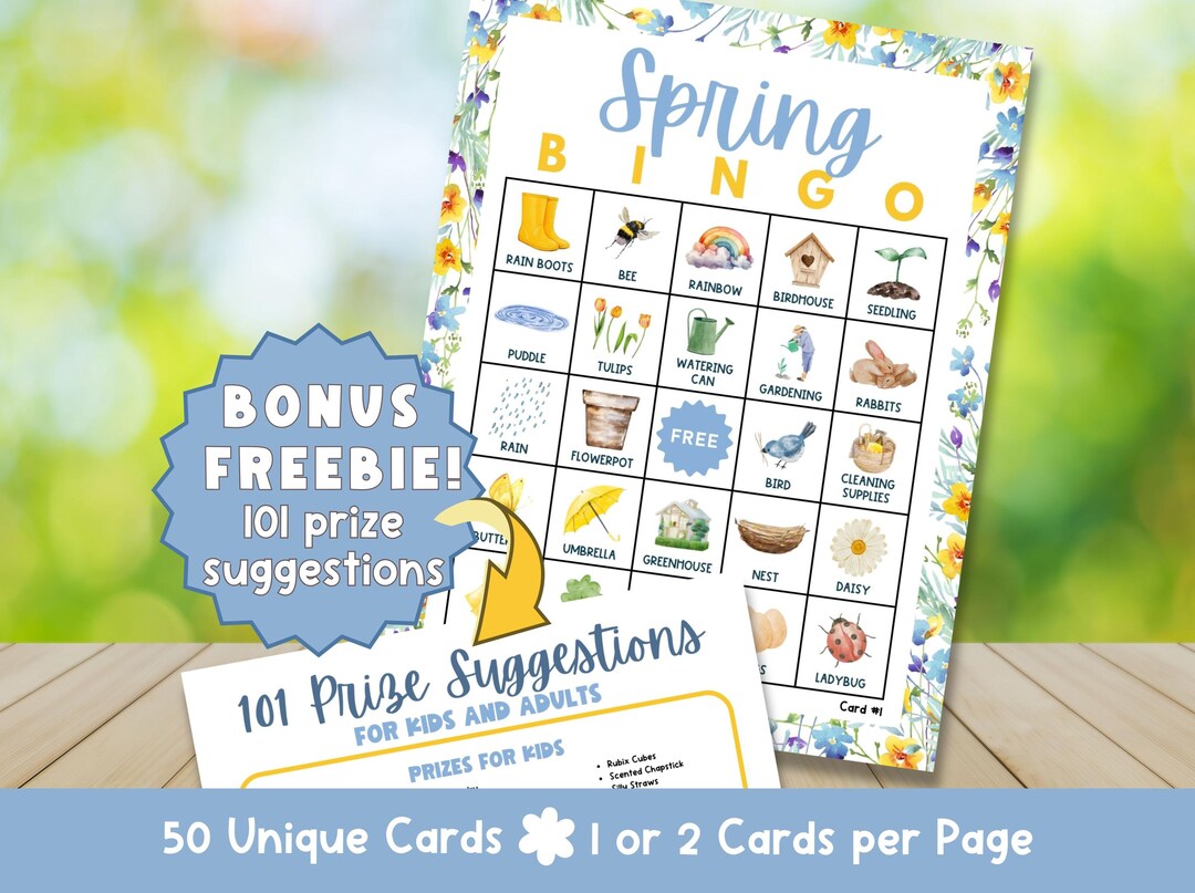 Spring Bingo, Printable Spring Bingo, Spring Bingo Printable for Kids ...