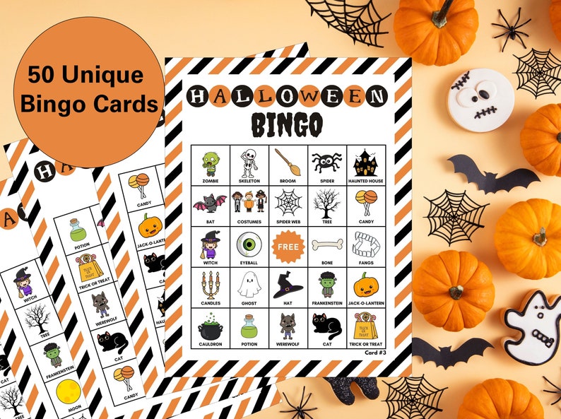 Descarga digital de BINGO de Halloween, Juegos de Halloween para niños ...