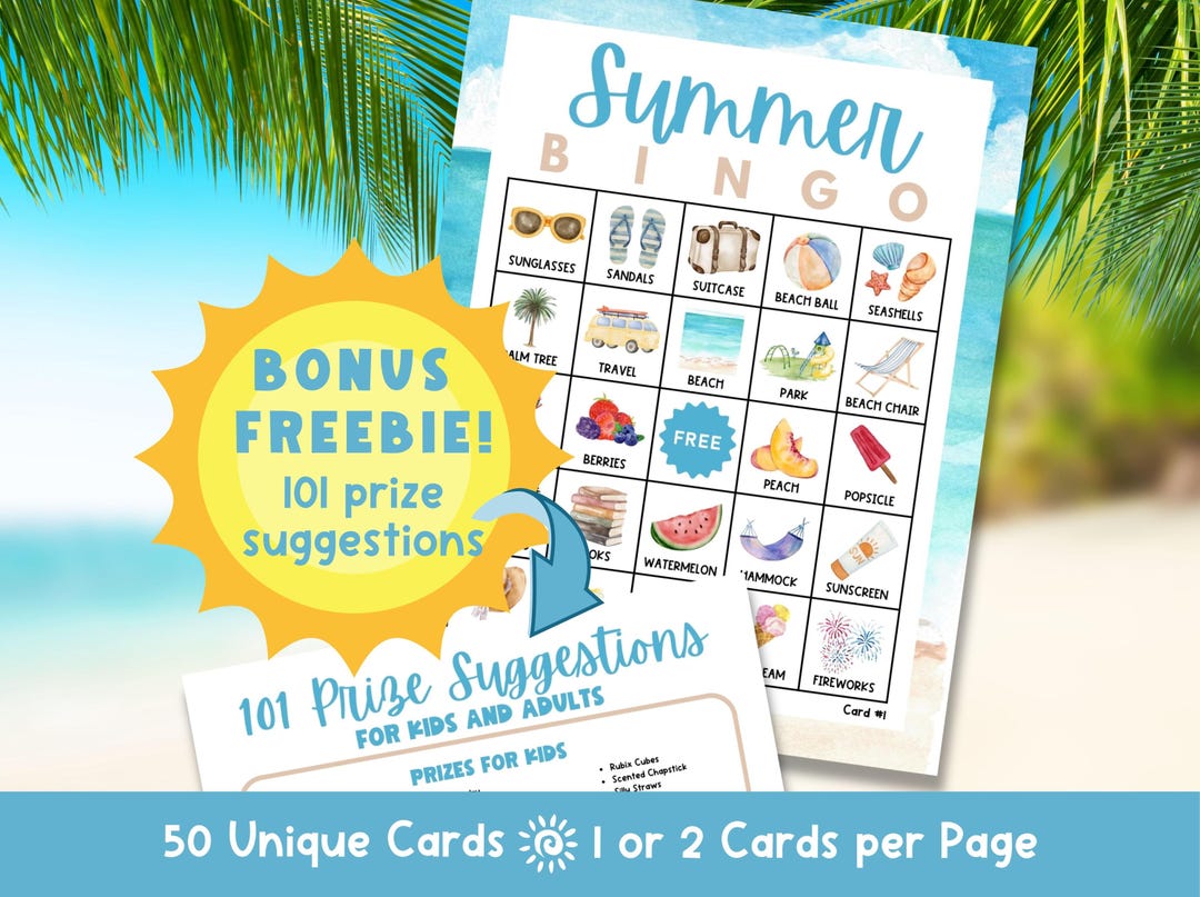 Summer Bingo, Printable Summer Bingo, Summer Bingo Printable for Kids ...