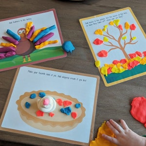 6 Thanksgiving Playdough Mats, Printable Play Doh Activity, Montessori ...