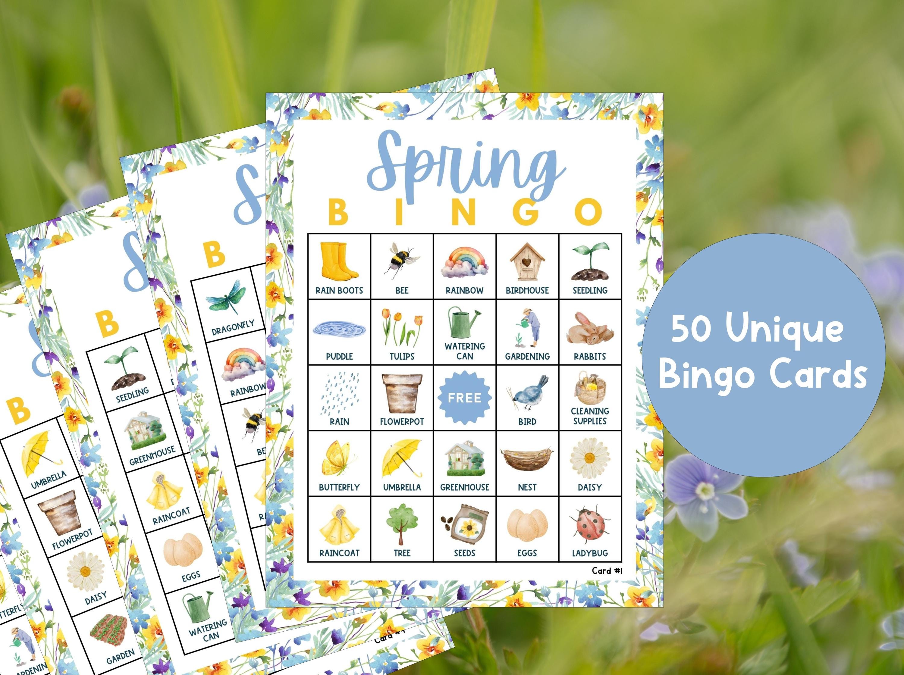 Spring Bingo, Printable Spring Bingo, Spring Bingo Printable for Kids ...