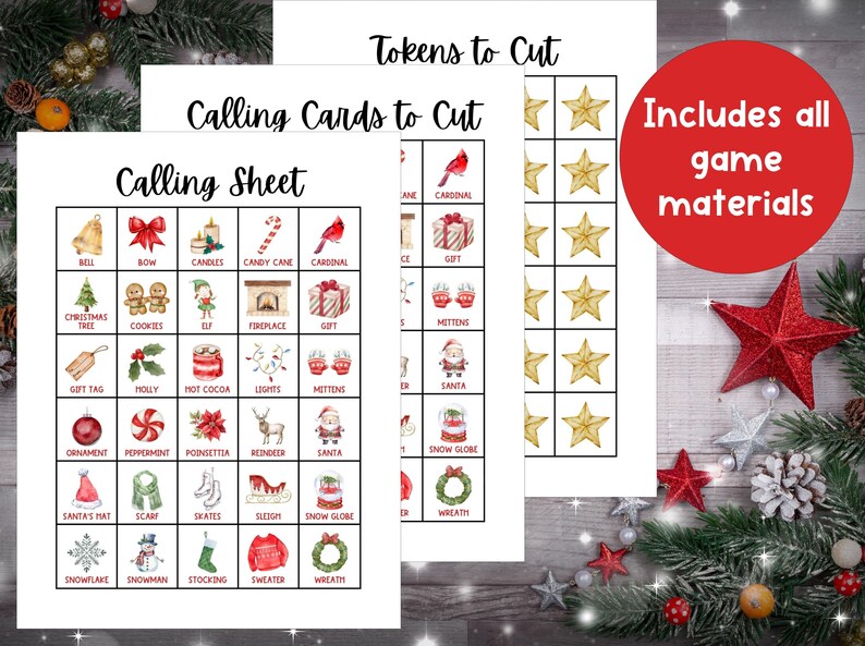 Christmas Bingo, Printable Christmas Bingo, Christmas Bingo Printable ...