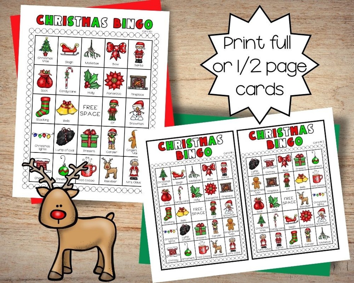 Printable Christmas Bingo, Christmas Bingo for School Classroom Class ...