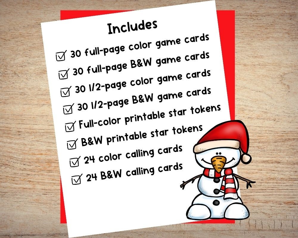 Printable Christmas Bingo, Christmas Bingo for School Classroom Class ...