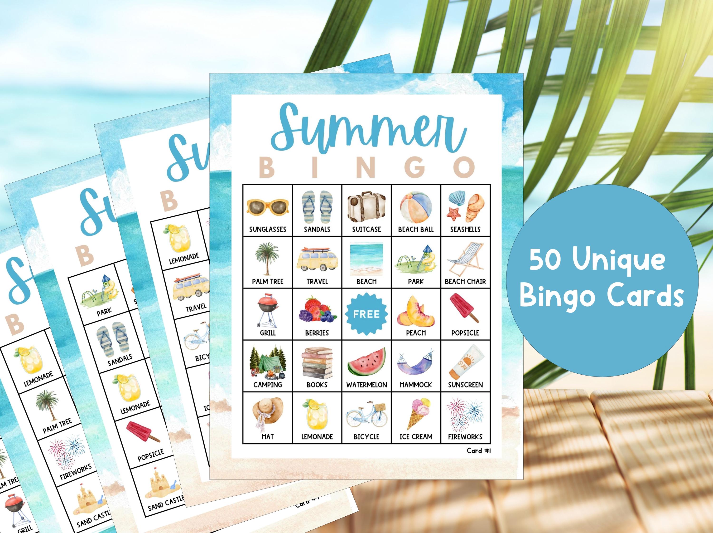 Summer Bingo, Printable Summer Bingo, Summer Bingo Printable for Kids ...