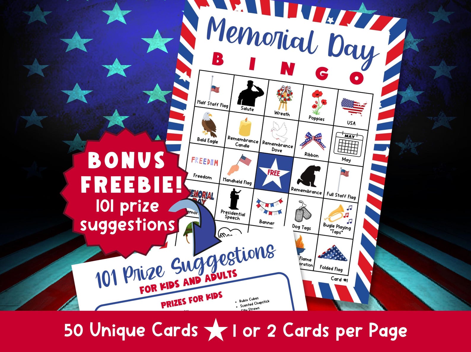 Memorial Day Bingo, Printable Memorial Day Party Game, Memorial Day ...