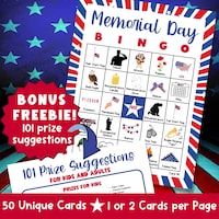 Patriotic Bingo Game, Printable Bingo Cards, 4ht of July, Memorial Day ...