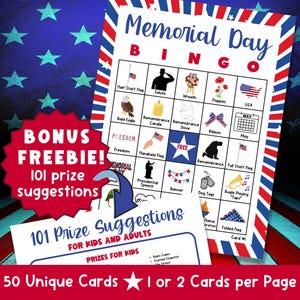 Memorial Day Bingo, Printable Memorial Day Party Game, Memorial Day ...