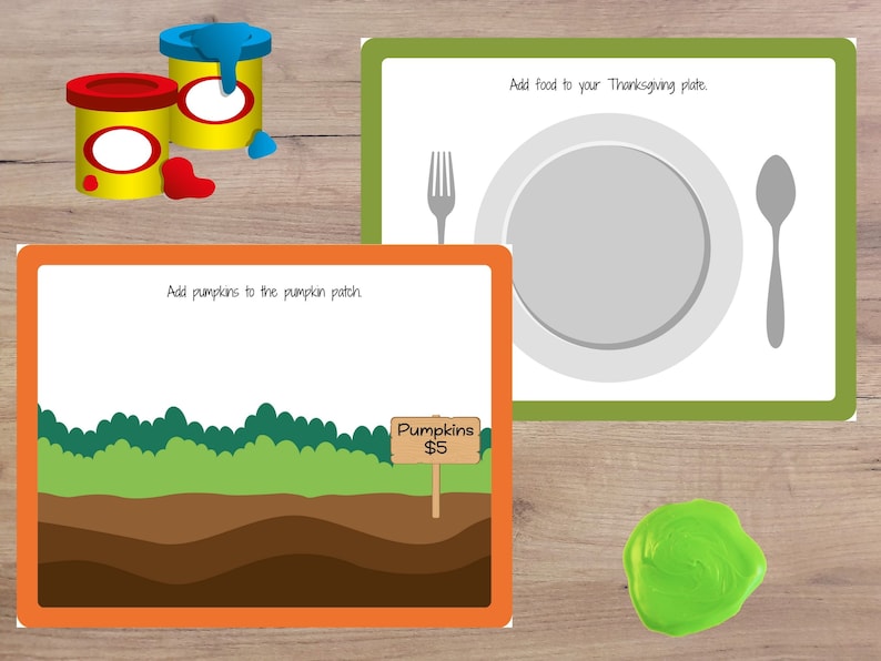 6 Thanksgiving Playdough Mats, Printable Play Doh Activity, Montessori ...