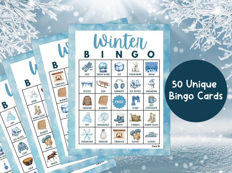 Winter Bingo, Printable Winter Bingo, Winter Bingo Printable for Kids ...