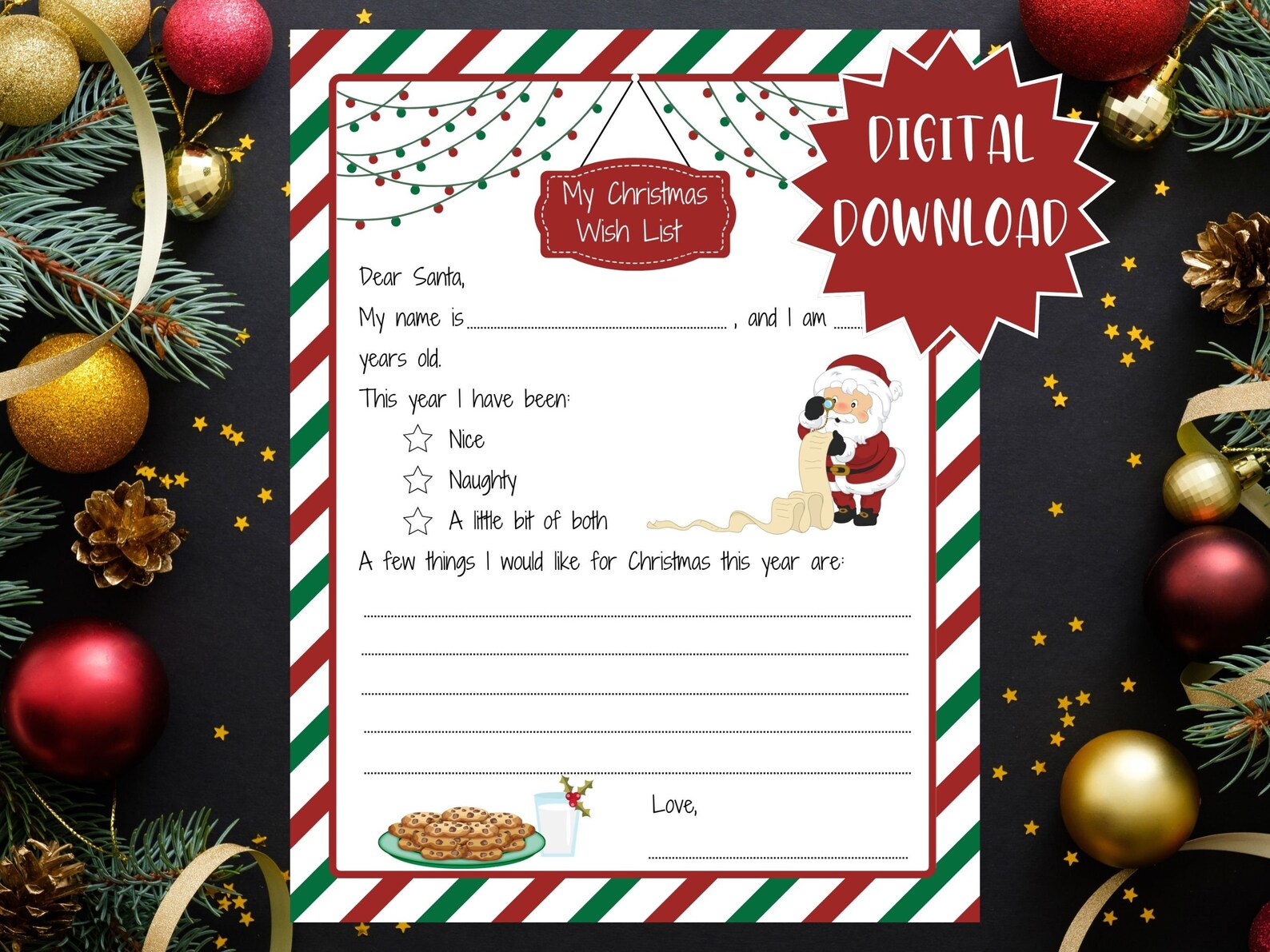 Printable Letter to Santa, Bonus Christmas Activities, Santa Letter ...