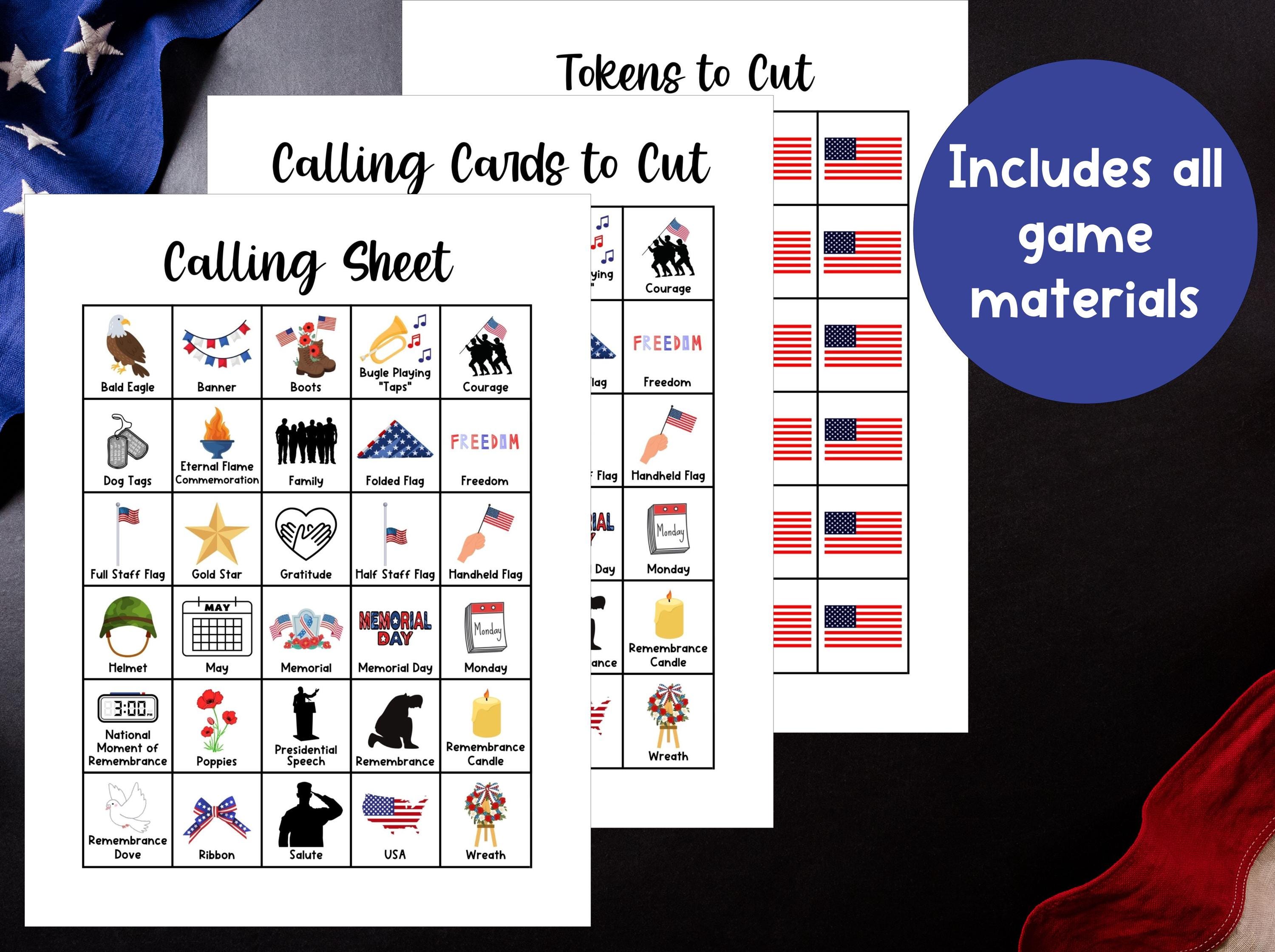 Memorial Day Bingo, Printable Memorial Day Party Game, Memorial Day ...