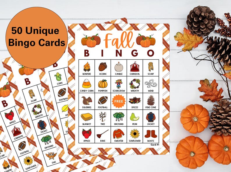 Fall BINGO Digital, Autumn Games for Kids, Fall Classroom Party Game ...