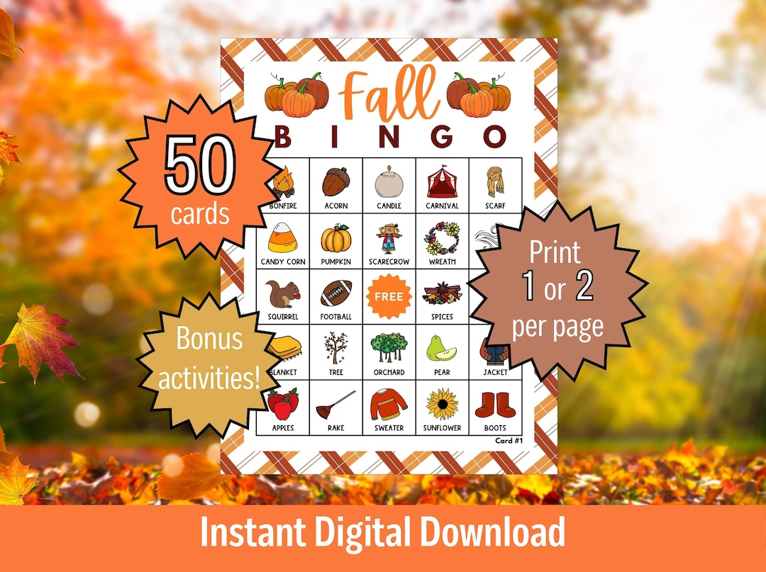 Fall BINGO Digital, Autumn Games for Kids, Fall Classroom Party Game ...
