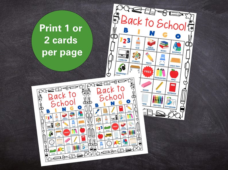Back to School Bingo Printable, School Themed Bingo Cards PDF, Bingo ...