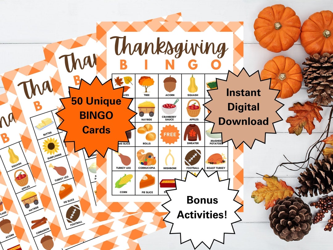 Thanksgiving Bingo, Printable Thanksgiving Bingo Cards, Thanksgiving ...