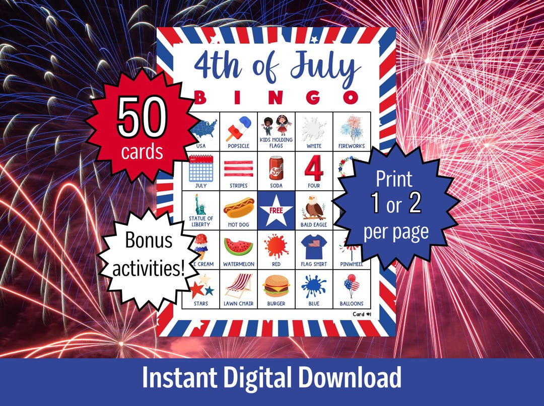 4th of July Bingo, USA Independence Day Bingo Cards, Bingo Printable ...