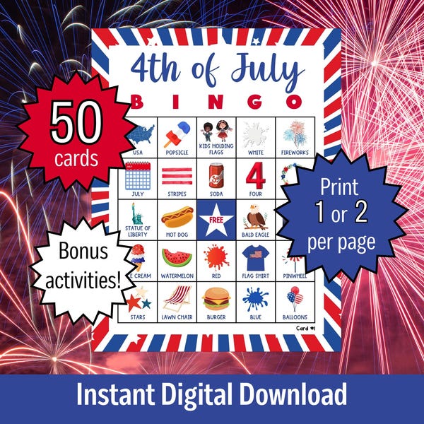 4th of July Bingo - Etsy