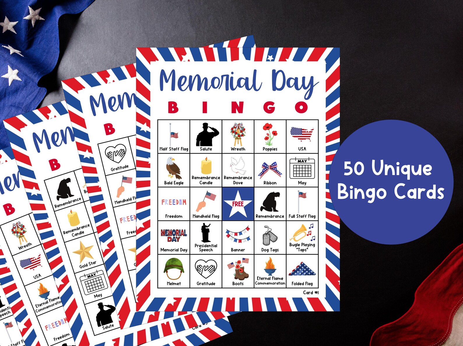 Memorial Day Bingo, Printable Memorial Day Party Game, Memorial Day ...