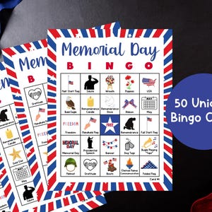 Memorial Day Bingo, Printable Memorial Day Party Game, Memorial Day ...