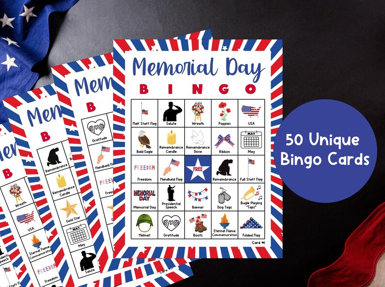 Memorial Day Bingo, Printable Memorial Day Party Game, Memorial Day ...