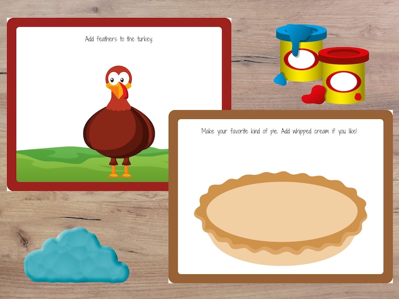 6 Thanksgiving Playdough Mats, Printable Play Doh Activity, Montessori ...