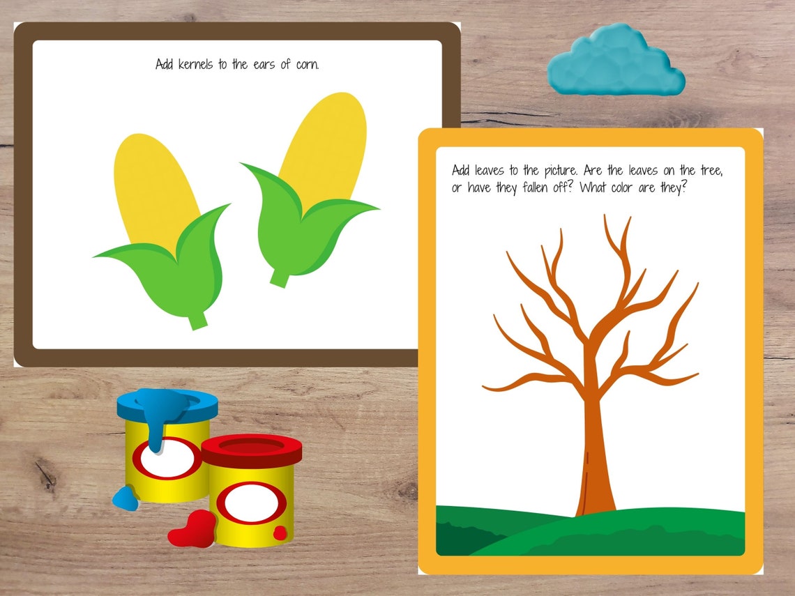 6 Thanksgiving Playdough Mats, Printable Play Doh Activity, Montessori ...