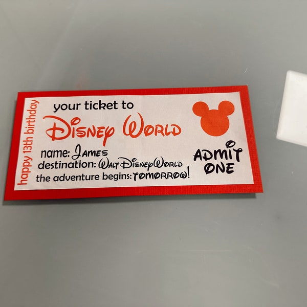 Surprise Disneyworld Ticket - Etsy