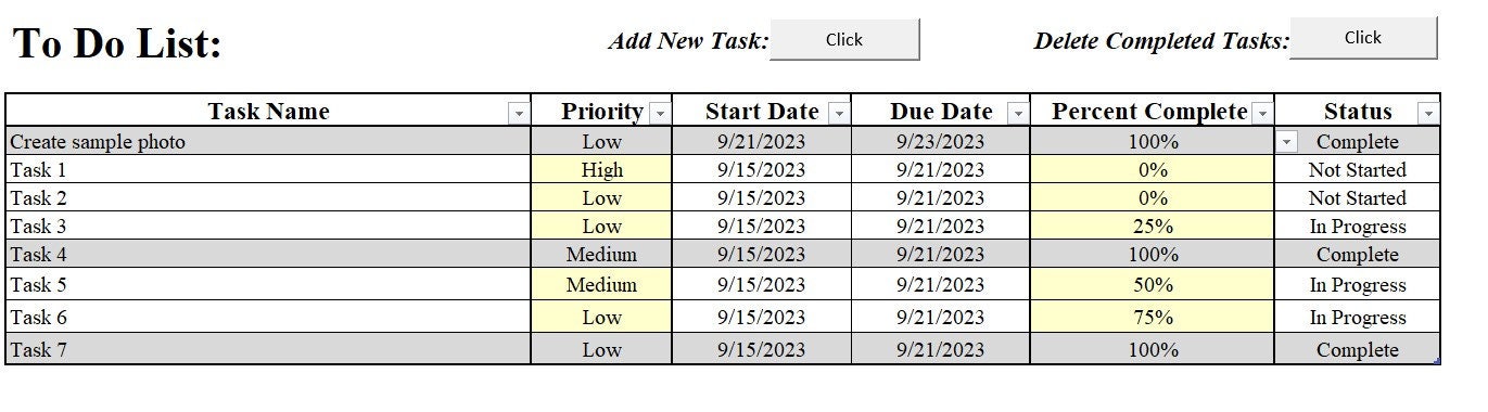 Easy to Use Excel Spreadsheet to Do List - Etsy