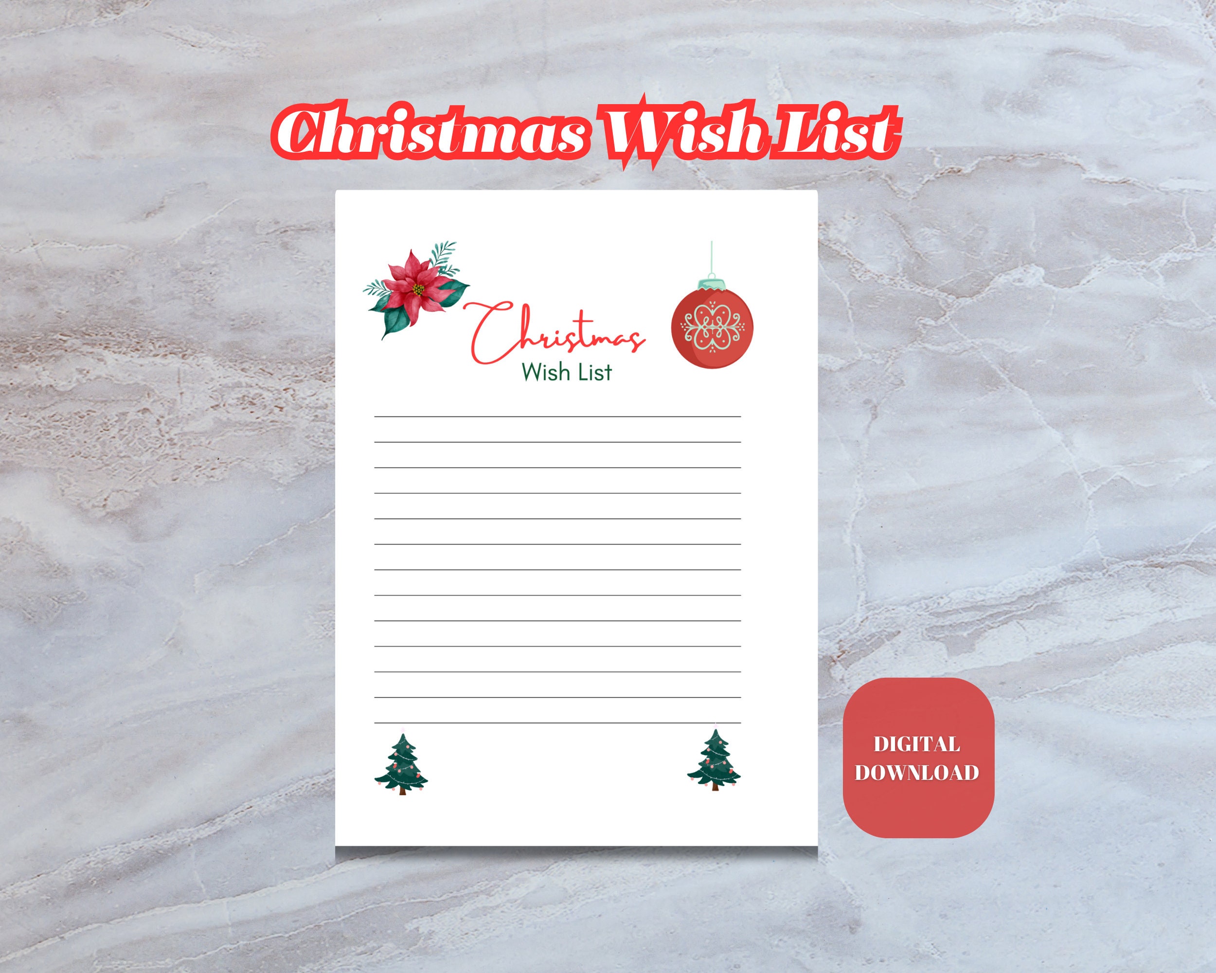 Holidays Wish List, Printable Wish List, Christmas Wish List, Christmas ...