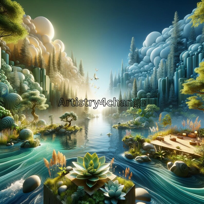 Health Harmony Art, Wellness Landscape, Serene Health Scene, 3D ...