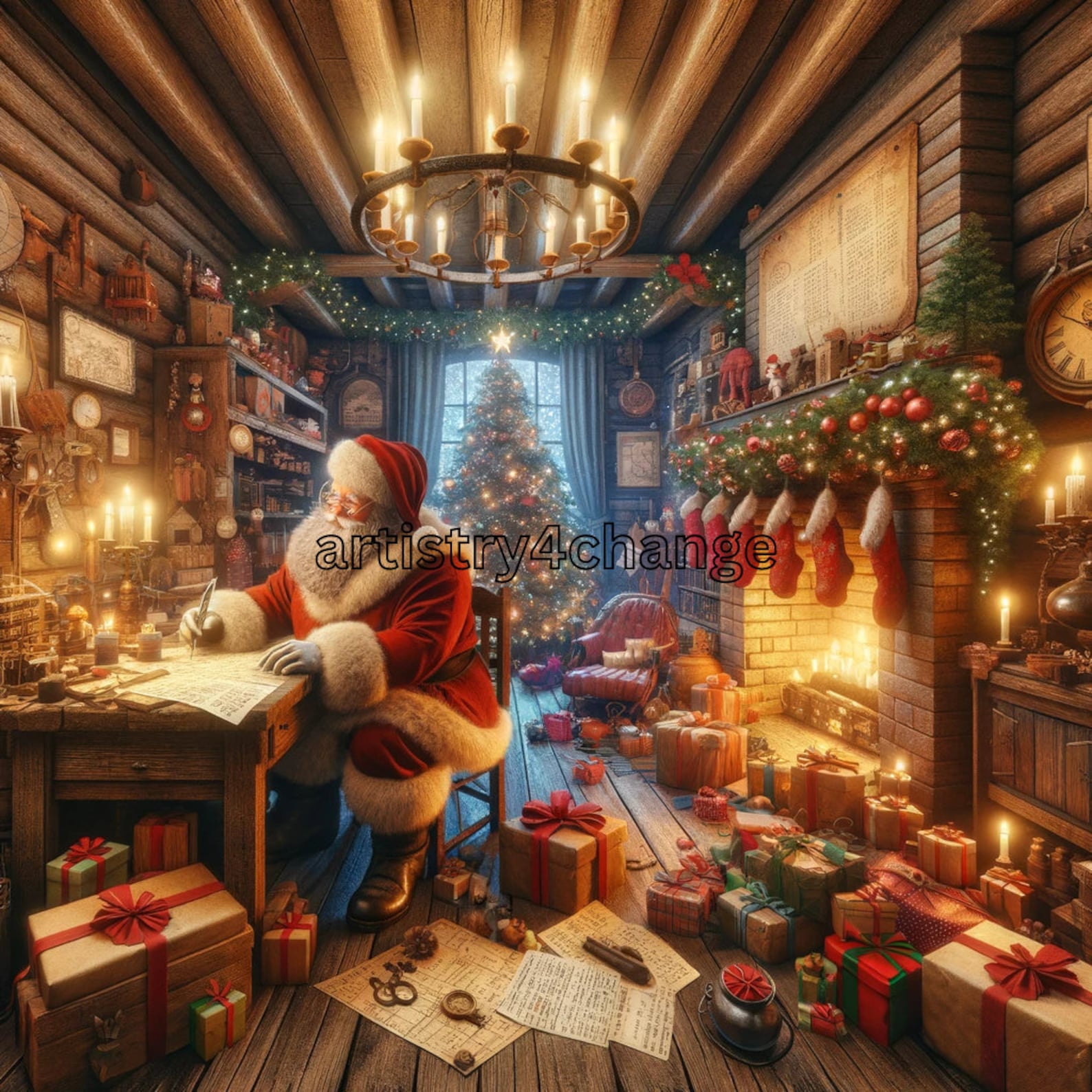Santa's Workshop, Christmas Cabin, Festive Atmosphere, Cozy Holiday ...